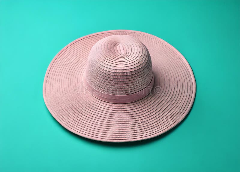 Light Pink Sun Hat Mockup on Solid Teal Background Stock Illustration ...
