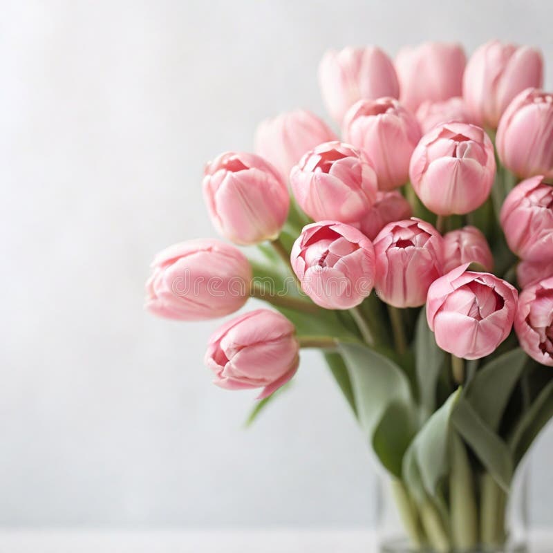 Light Pink Tulip Bouquet on a Plain Background Stock Illustration ...