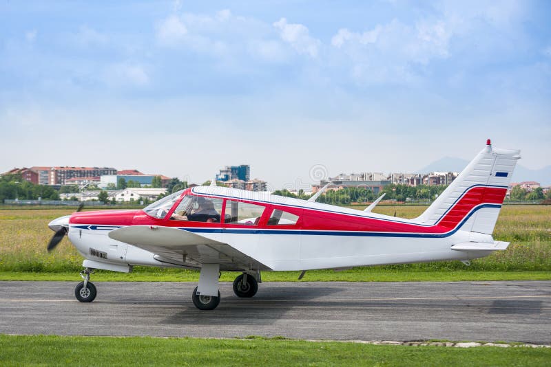 Light Plane Ready for Take-off on the Airport Runway Stock Image ...