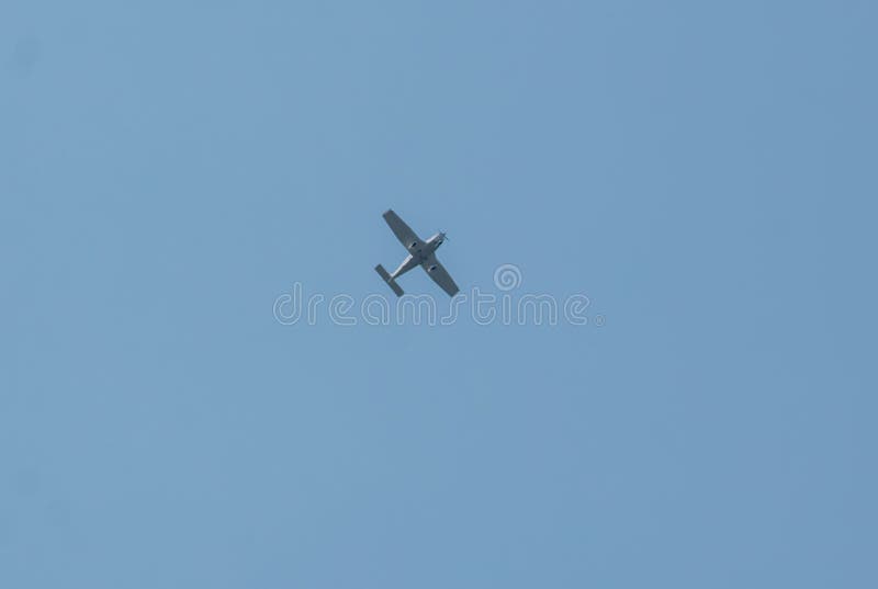 A Light Plane in the Sky Overhead Stock Image - Image of monoplane ...