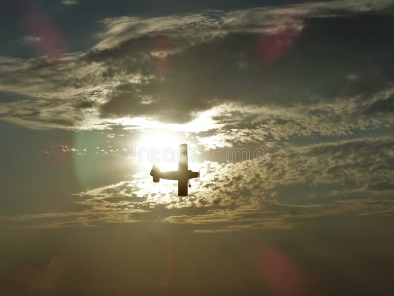 Light Plane Surrounded by the Sun Stock Image - Image of hour, rays ...