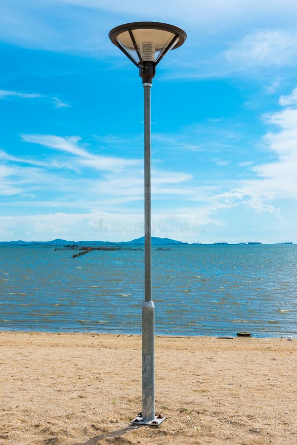 Lantern pole at the beach stock image. Image of light - 14566793