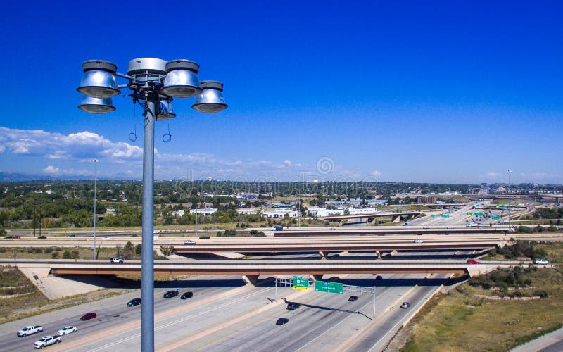Light Pole on Highway Overpass on I25 in Denver Stock Photo - Image of ...