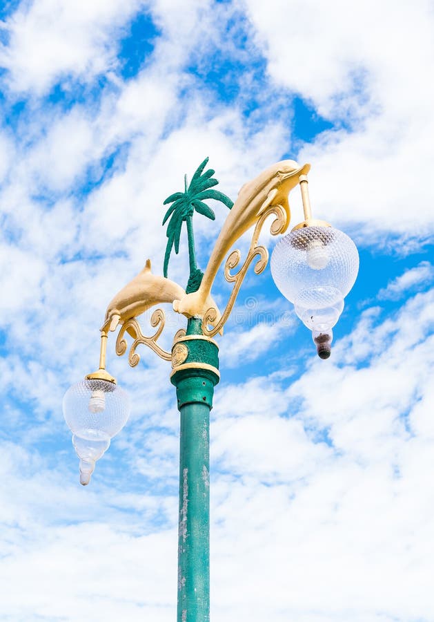 Light Pole Power Poles are High in the Sky. Stock Image - Image of ...