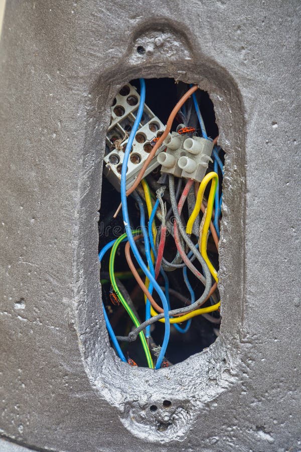 Light Pole with Open Hole and Electrical Connection Stock Image - Image ...