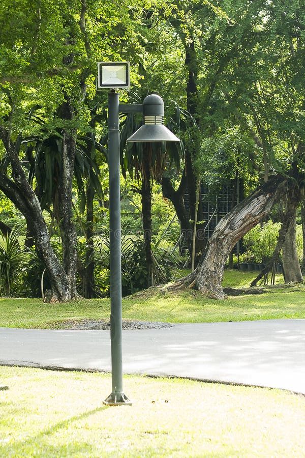 Light pole in the park. stock image. Image of city, fall - 134028897