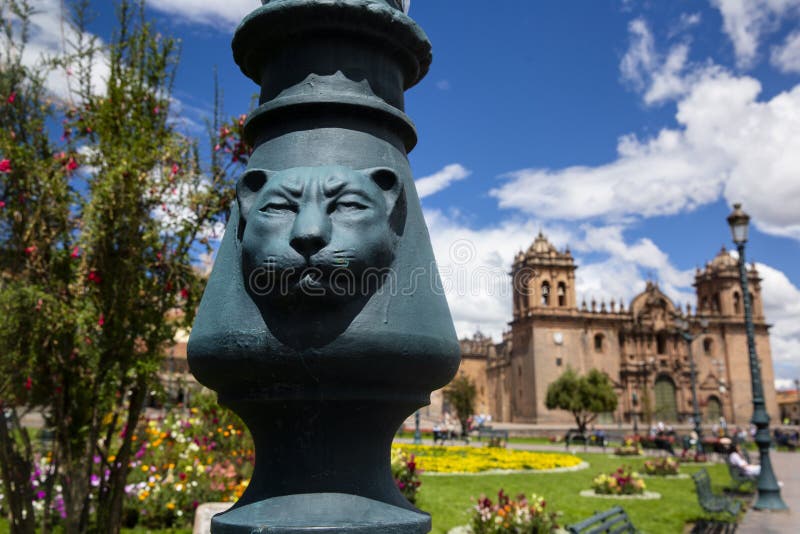 Light Pole with a Puma Sculpture in Cusco Peru. Editorial Stock Photo ...