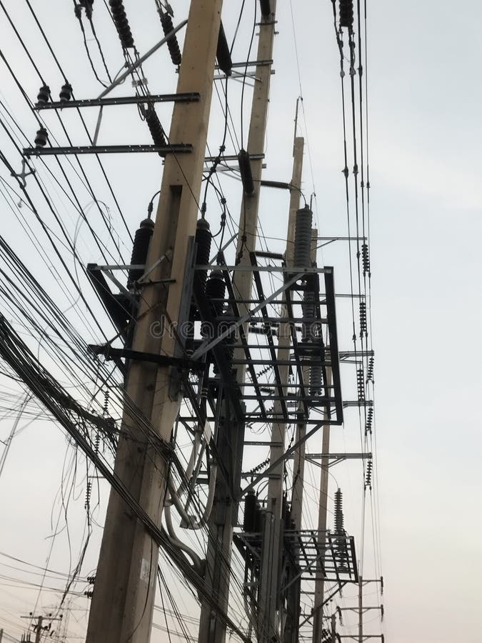 Light Pole on the Side of a Public Road Stock Photo - Image of public ...