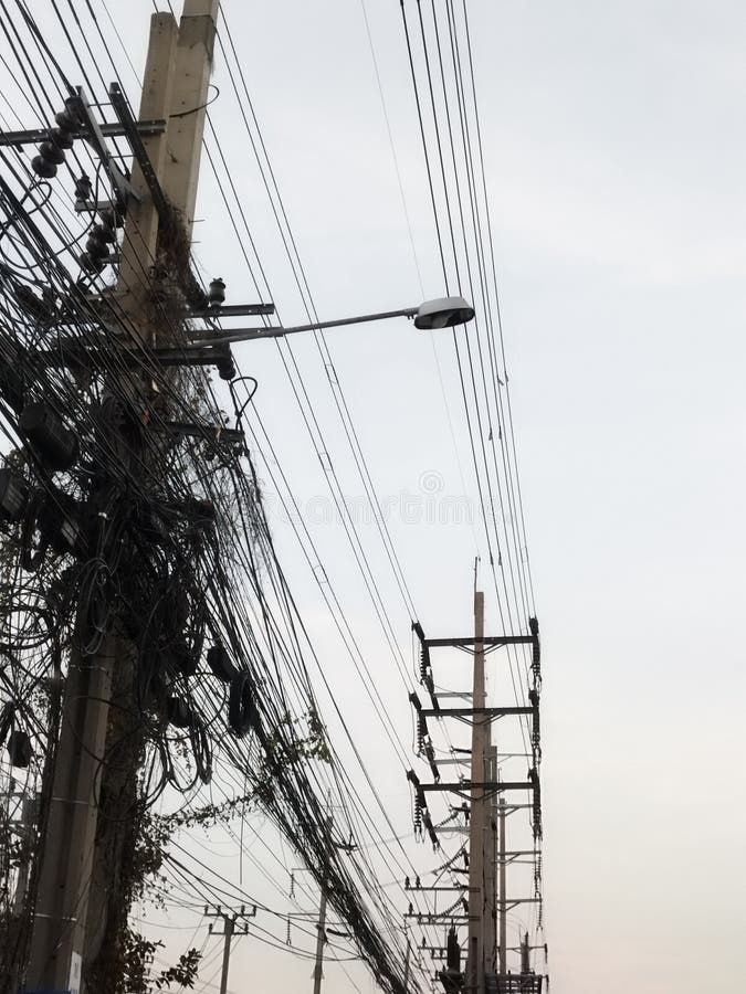 Light Pole on the Side of a Public Road Stock Photo - Image of public ...
