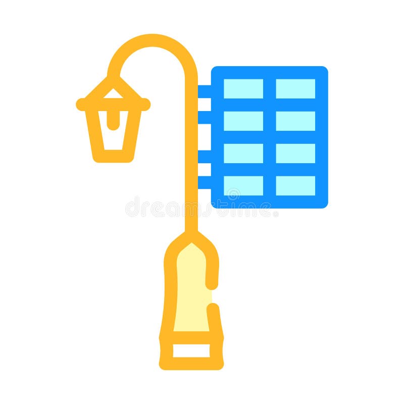 Light Pole with Solar Panel Color Icon Vector Illustration Stock ...