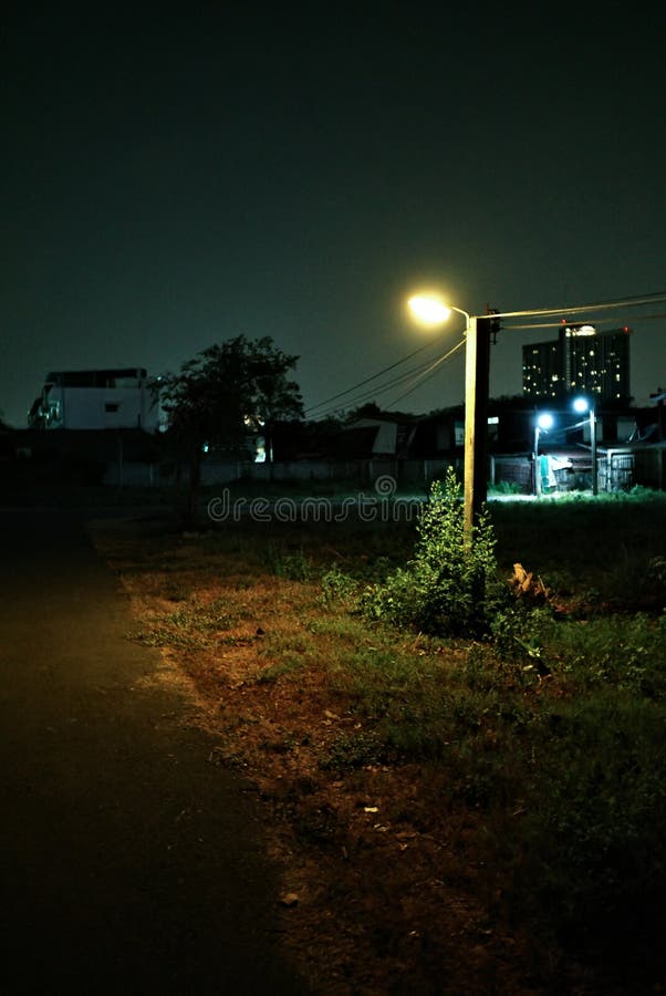 Light Pole in the Whole Night Stock Image - Image of street, pole ...