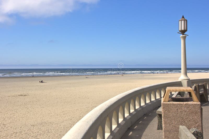 Light Post and the Beach Overlook Oregon Coast. Stock Image - Image of ...