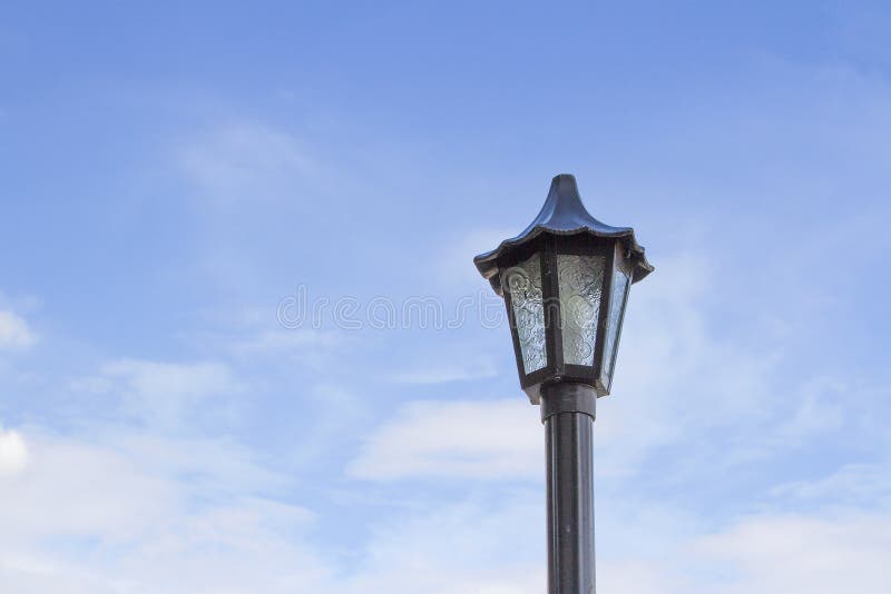 Light Post with Blue Sky Background Stock Image - Image of black ...