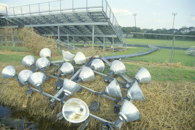 Light Post Lying on the Ground after Hurricane Editorial Photography ...