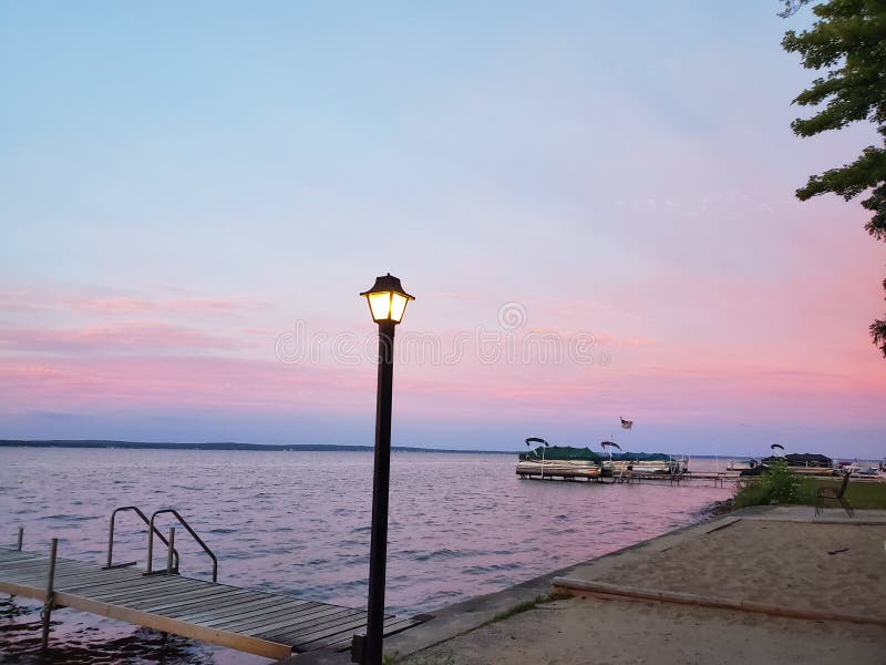 Light Post Sunrise Northern Michigan Editorial Image - Image of ...