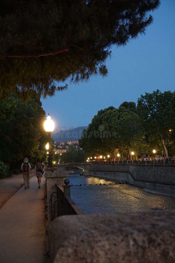 Twighlight River Stroll in Granada, Spain Editorial Image - Image of ...