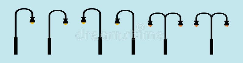 Light Posts and Outdoor Elements for Construction of Landscapes. Vector ...