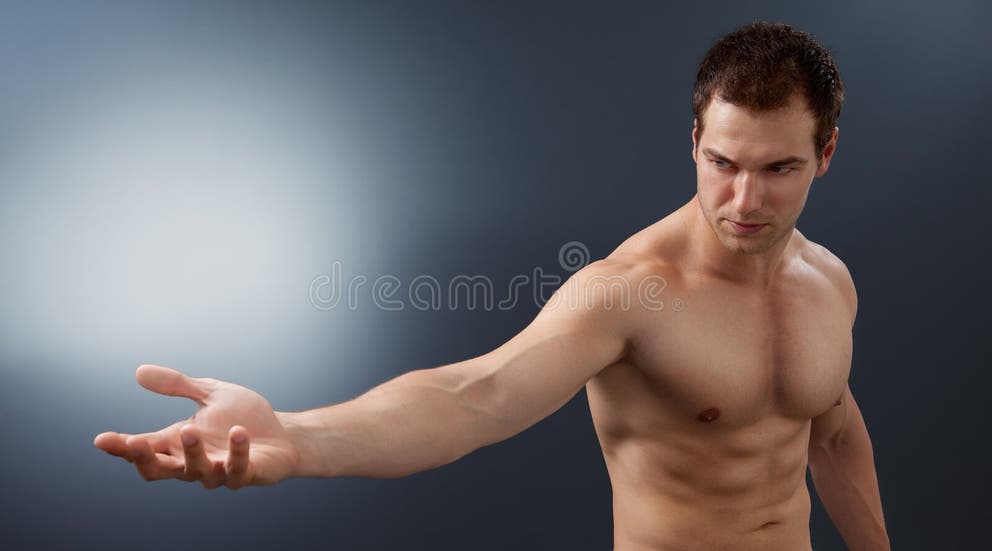 Light and Power Concept - Creative Muscular Man Stock Photo - Image of ...