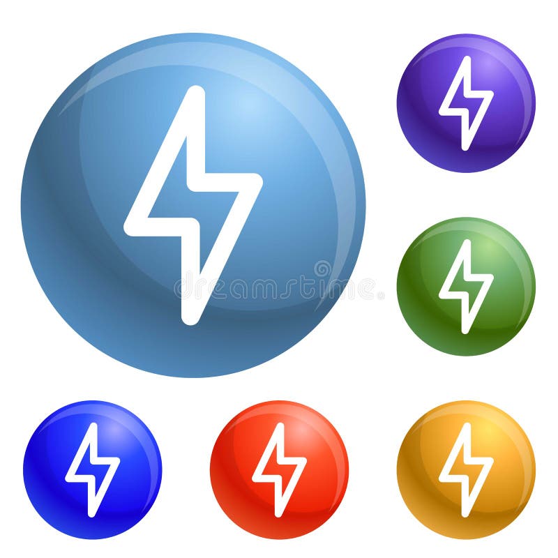 Light Power Icons Set Vector Stock Vector - Illustration of electrical ...