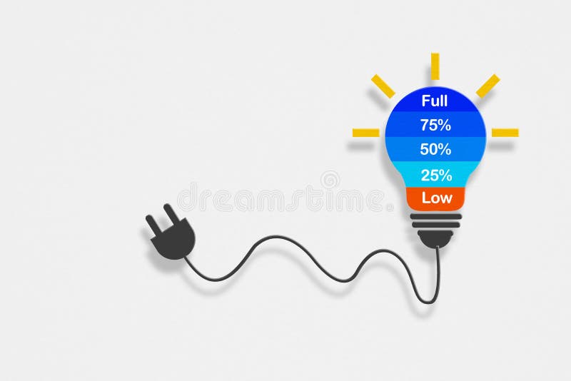 Power Indicator, Full and Low, Show Inside Lightbulb Paper Cut with ...