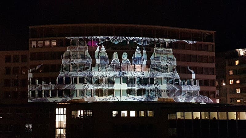 Light Projection on Building Stock Photo - Image of stage, light: 220245996