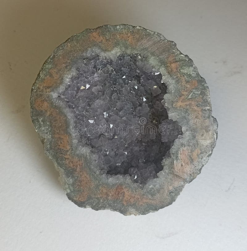 Geode Lined with Amethyst Crystals Appearing As Little Triangles. Stock ...