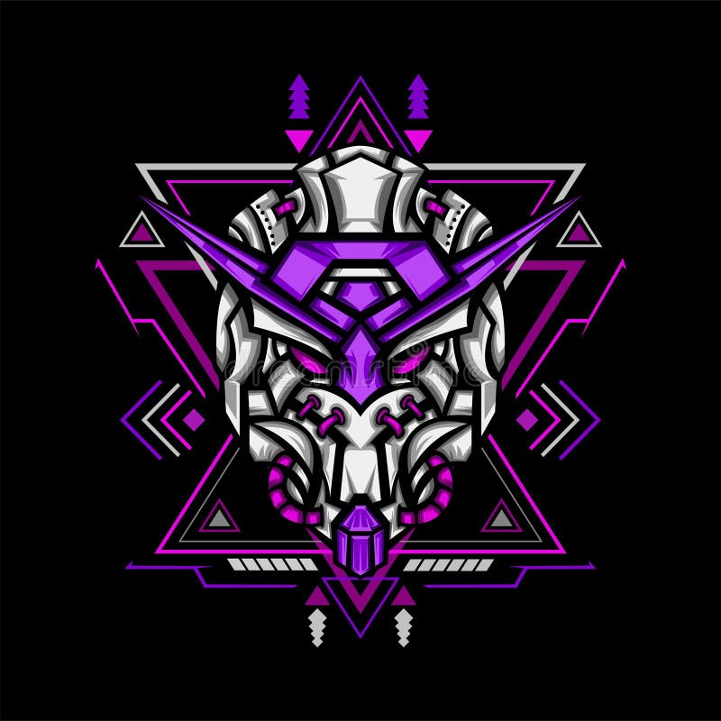 Light Purple Robot Head Illustration Stock Vector - Illustration of ...