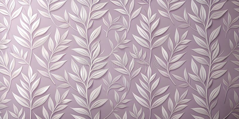 Light Purple Wallpaper with a Subtle White Leaf Motif Adding a Touch of ...