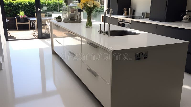 Light quartz kitchen stock illustration. Illustration of stylish ...