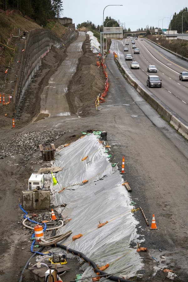 Light Rail Construction beside I-5 Near Seattle Stock Photo - Image of ...