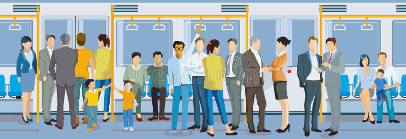 Light Rail, Metro, Bus with Passengers Illustration Stock Vector ...