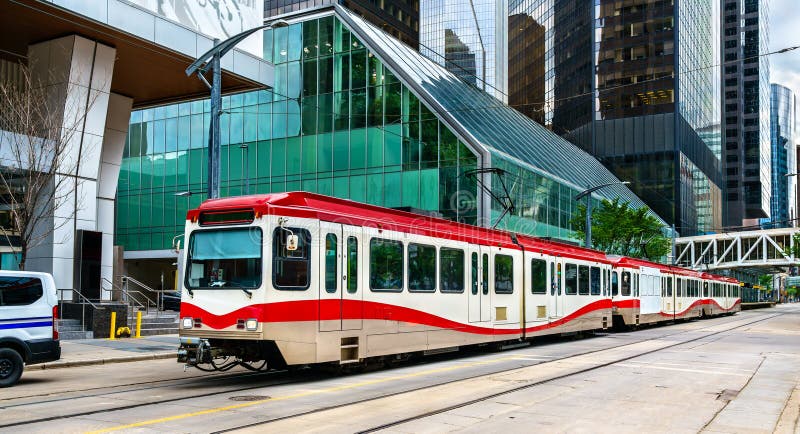Light Rail Rapid Transit Tram in Downtown Calgary, Canada Editorial ...