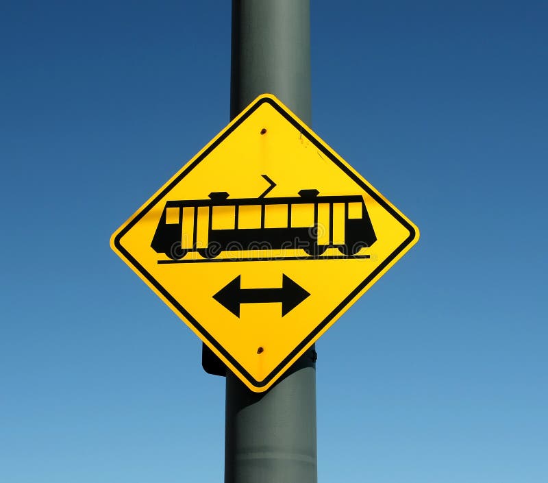 Light Rail Sign stock image. Image of warning, yellow - 20025371
