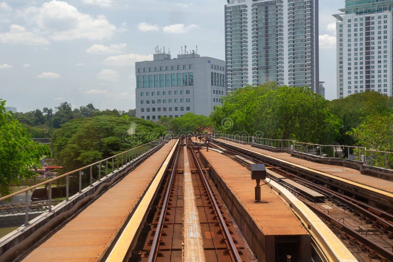 Light rail tracks stock photo. Image of view, commute - 308391758