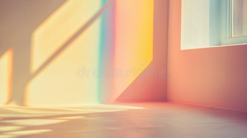 The Light of the Rainbow Prism is Reflected on a White Wall Stock ...