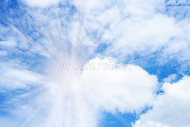 Light Ray on Blue Sky with White Clouds.outdoor Stock Image - Image of ...