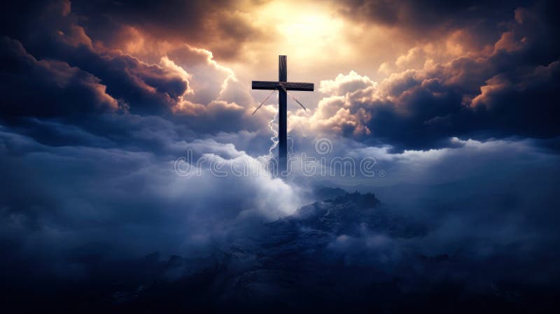 Light and Ray of Light Shining through the Sky and Clouds on the Hill ...