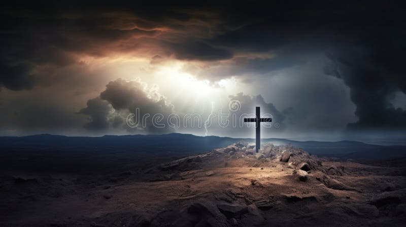 Light and Ray of Light Shining through the Sky and Clouds on the Hill ...