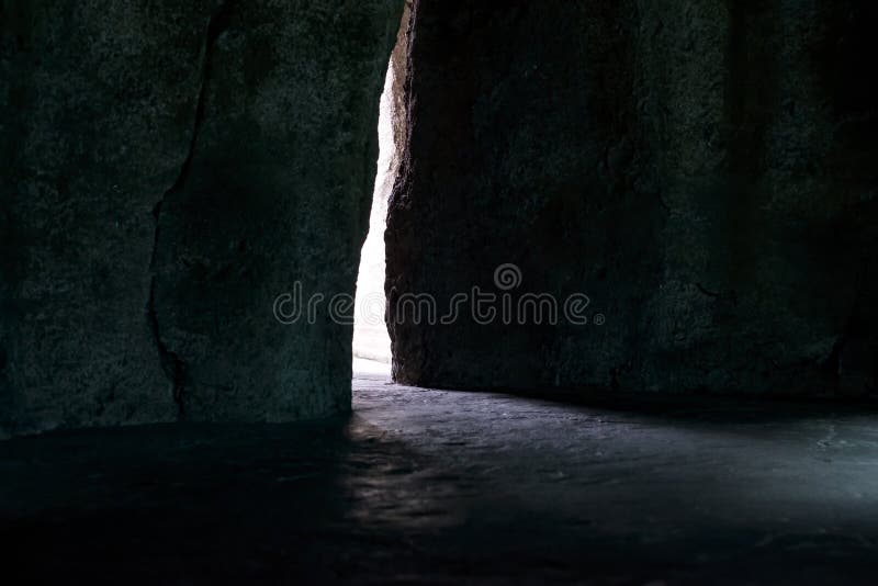 Light Ray between Stones in Cave. Hidden Exit Stock Photo - Image of ...
