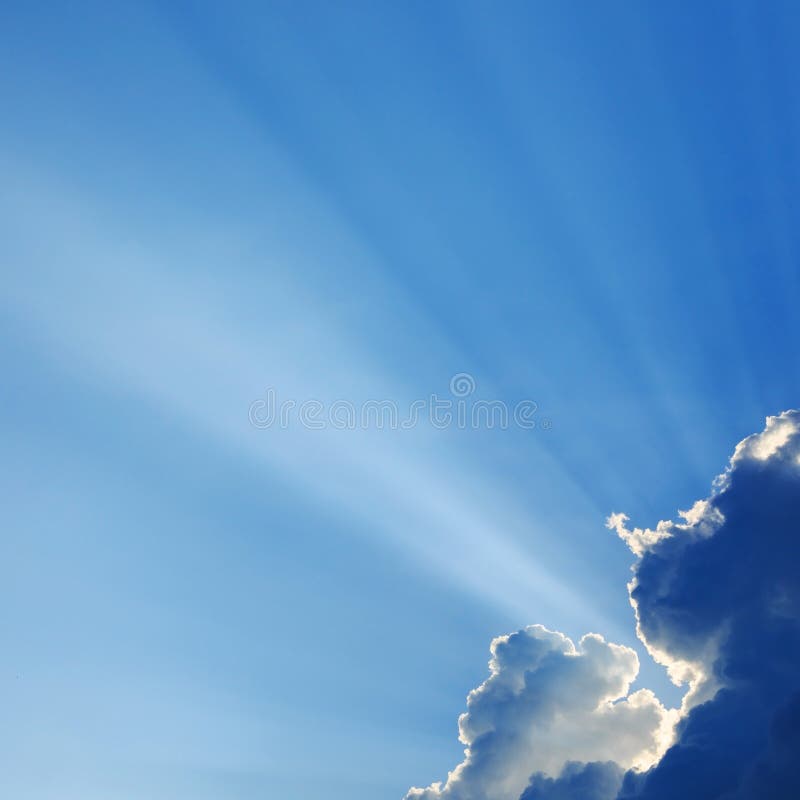 Light rays on blue sky stock image. Image of flash, glow - 76680195