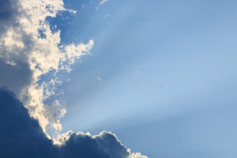 Light rays on blue sky stock photo. Image of morning - 81368476