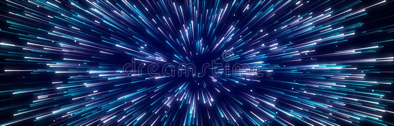 Light Rays in Cosmos Space. Explosion Effect. Futuristic Data Flow. Sci ...