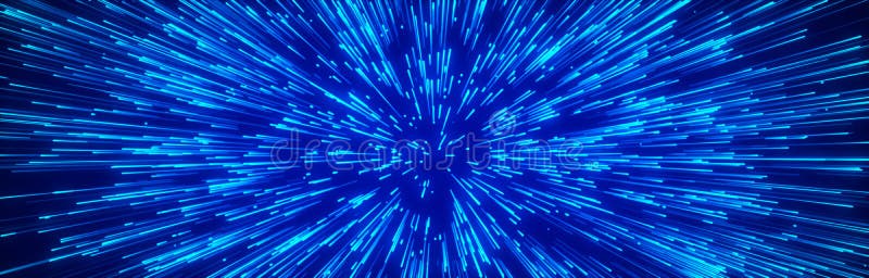 Light Rays in Cosmos Space. Explosion Effect. Futuristic Data Flow. Sci ...