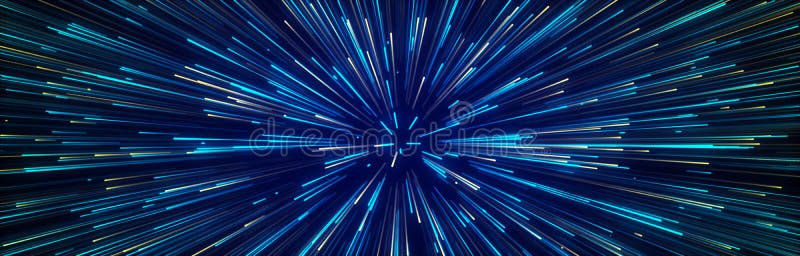 Light Rays in Cosmos Space. Explosion Effect. Futuristic Data Flow. Sci ...