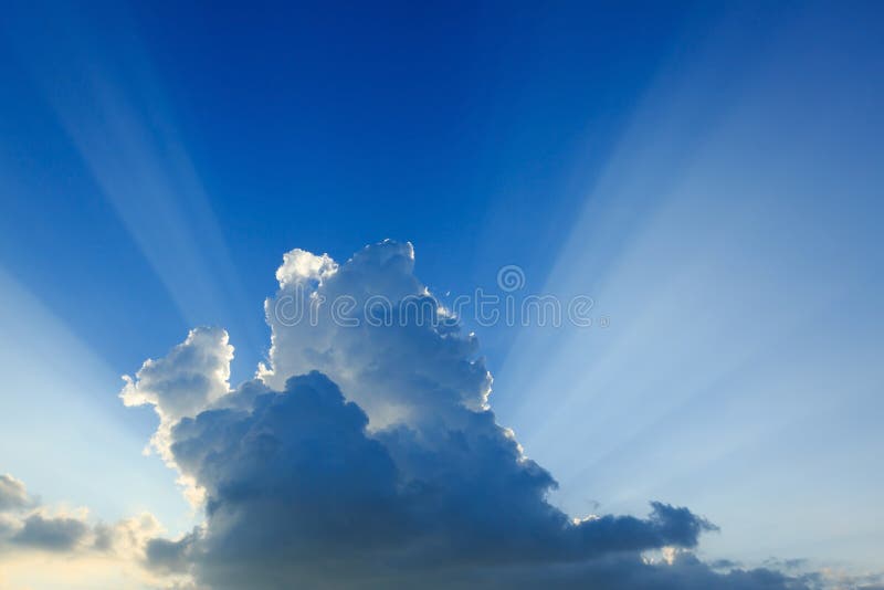 Light Rays on Dramatic Blue Sky Stock Photo - Image of morning ...