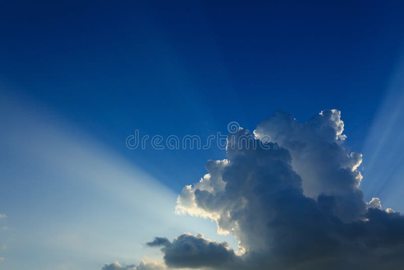 Light Rays Explosion on Clear Blue Sky Stock Photo - Image of glow ...