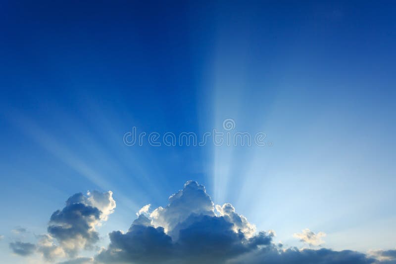 Light Rays Explosion on Clear Blue Sky Stock Image - Image of explosion ...