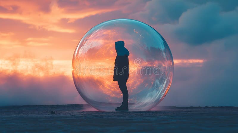 Light Rays Forming a Protective Bubble Around Person Stock Illustration ...