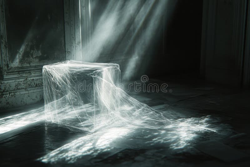 Light Rays Illuminate a Mysterious Cube Covered in Translucent Fabric ...