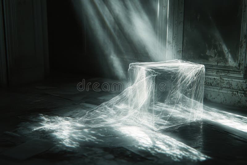 Light Rays Illuminate a Mysterious Cube Covered in Translucent Fabric ...